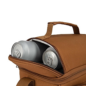 Carhartt Deluxe Dual Compartment Insulated Lunch Cooler Bag, Carhartt Brown