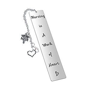 Nurse Bookmark Gift Nurse Graduation Gift Christmas Gifts Birthday Gifts Bookmark for Women Men (Nursing is a Work of Heart)