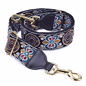CLOUDMUSIC Handbag Strap Replacement Crossbody Strap Purse Strap for Women Girls(Embroidered Butterfly In Black)
