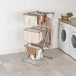 neatfreak Collapsible Drying Rack - Vertical 3-Tier Dryer Rack for Hanging & Air Drying Clothes, Socks, Hosiery and Towels - Space-Saving Laundry Hanger Dryer Rack with Adjustable Shelves