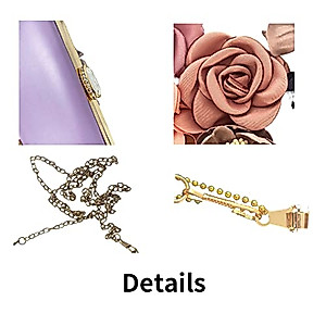 shiiriin | Women’s Lilac Clutch Purse 3D Floral Hand Bag | Handmade with Pearl | Bridal Wedding Daytime Evening Party