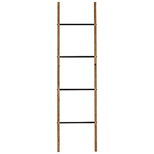 Amazon Brand – Rivet Contemporary Fir Decorative Blanket Ladder with Iron Rungs - 71.65" Height, Black and Natural Wood