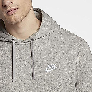 Nike Men's Sportswear Club Pullover Hoodie, Light Grey Heather/White, Medium