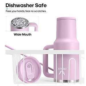 Gedux 40oz Tumbler With Handle, 2-IN-1 Leak Proof Lid (Straw/Flip), Insulated Water Bottle, Stainless Steel Tumbler with Non-Slip Silicone, Wide Mouth Travel Mug Cupholder Friendly Dishwasher Safe