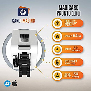 Magicard Pronto100 Single Side ID Card Printer & Supplies Package Badge Maker Machine (3100-0001) (Standard Package w/Web Camera)