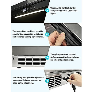 SUCISENI Outdoor Beverage Refrigerator, 24 Inch Undercounter Beverage Fridge Cooler Holds 180 Cans, Stainless Steel Refrigerator with Lockable Door for Home Bar, Outdoor Kitchen Patio or Commercial