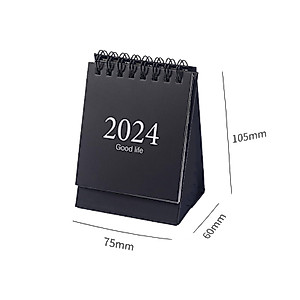 BinaryABC Small Desk Calendar 2023-2024,Mini Monthly Desk Calendar Planner,Mini Desktop Standing Flip Perpetual Calendar,New Year Party Supplies Gift (Black)
