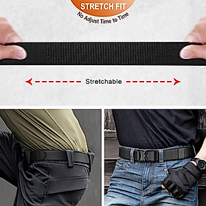 BULLIANT Men's Tactical Belt Military Rigger Elastic Nylon Belt fo Gift Men Work Heavy Duty 1.5",QUICK RELEASE(Black,30"-34" Waist Adjustable)