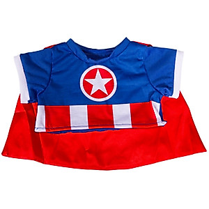 Bear Icon Hero with Cape T-Shirt Teddy Bear Clothes Fits Most 8"-10" Stuffed Animals