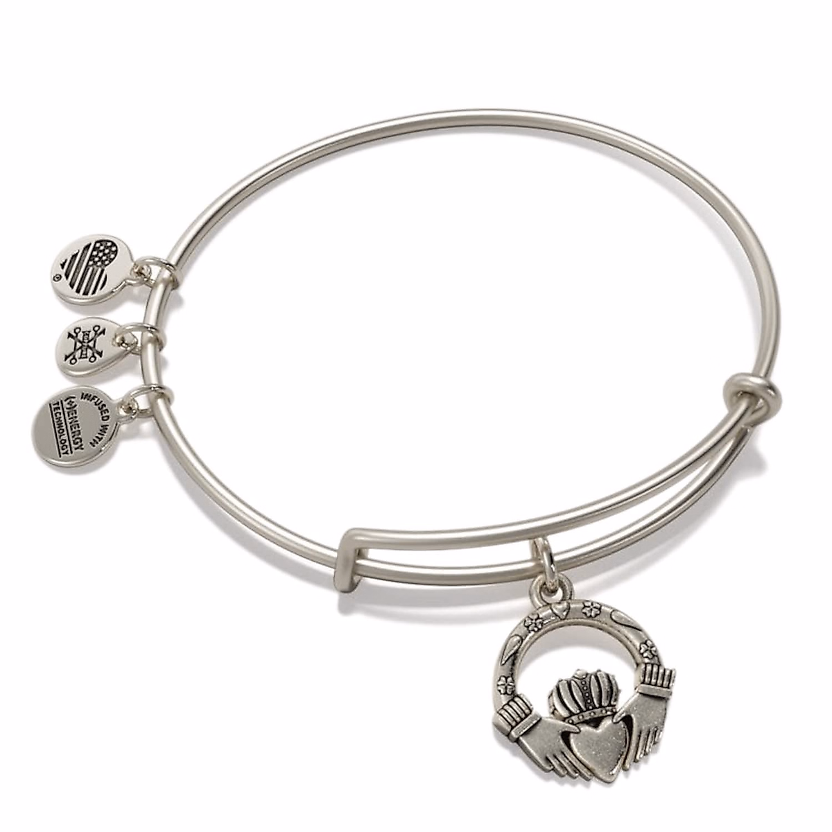 Alex and Ani Path of Symbols Expandable Bangle for Women, Claddagh Charm, Rafaelian Silver Finish, 2 to 3.5 in