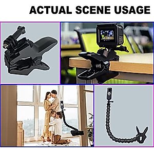 Jaws Flex Clamp Mount with Adjustable Gooseneck 19-Section Compatible with Insta360 One X3, X2, X, R, Go 2, GoPro Hero 10, Max, Fusion, DJI Osmo Action 2 Cameras Accessories