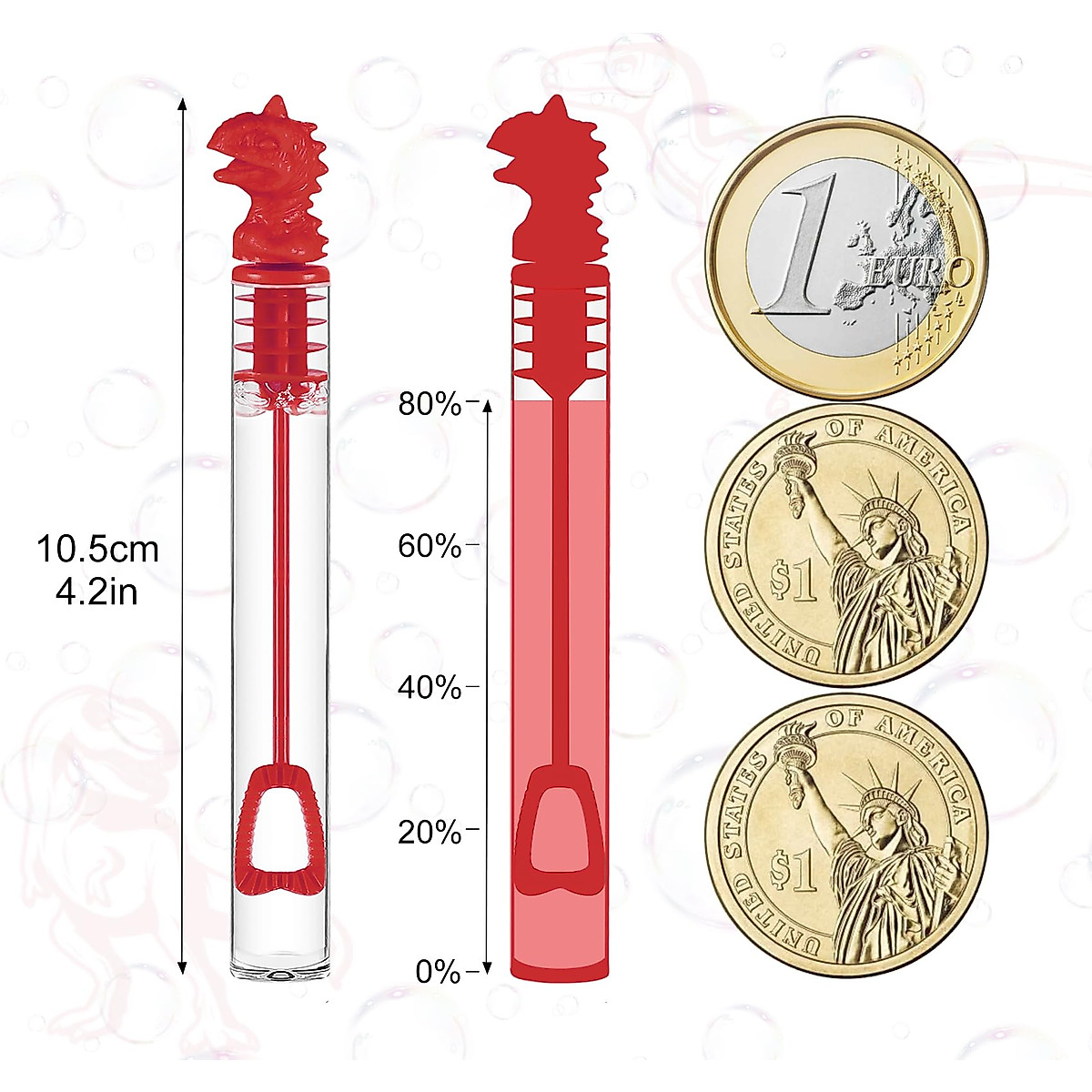 ABSOFINE 36 Pack Mini Dinosaur Bubble Wands, Kids Party Favors Bubble Wand for Birthday Wedding Christmas Themed School Classroom Prizes for Boys & Girls (Dinosaur)