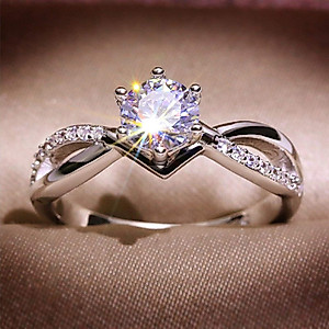 Diamond Rings for Women Cubic Zirconia, Fashion Jewelry Rings for Women Romantic Wedding Band Jewelry Valentine's Day