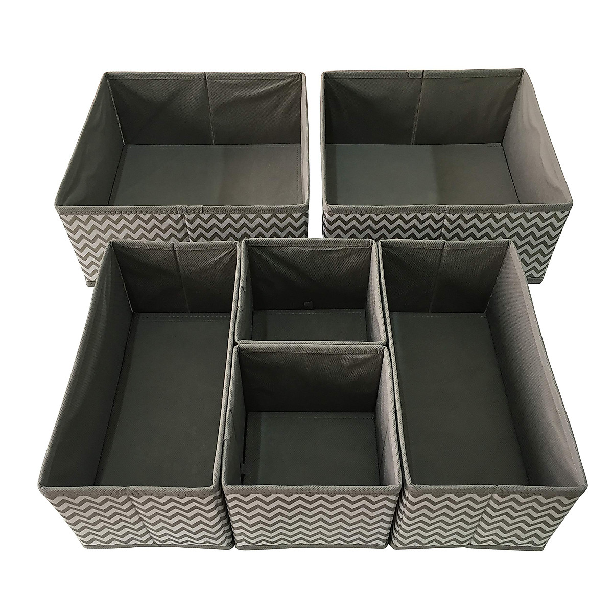 Sodynee Foldable Cloth Storage Box Closet Dresser Drawer Organizer Cube Basket Bins Containers Divider with Drawers for Underwear, Bras, Socks, Ties, Scarves, 6 Pack, Stripe