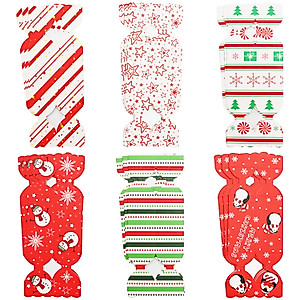 STEFORD Christmas Candy Paper Gift Boxes, 24PCS Christmas Candy Gift Treat Bags with Red Ribbon for Xmas Party Supplies