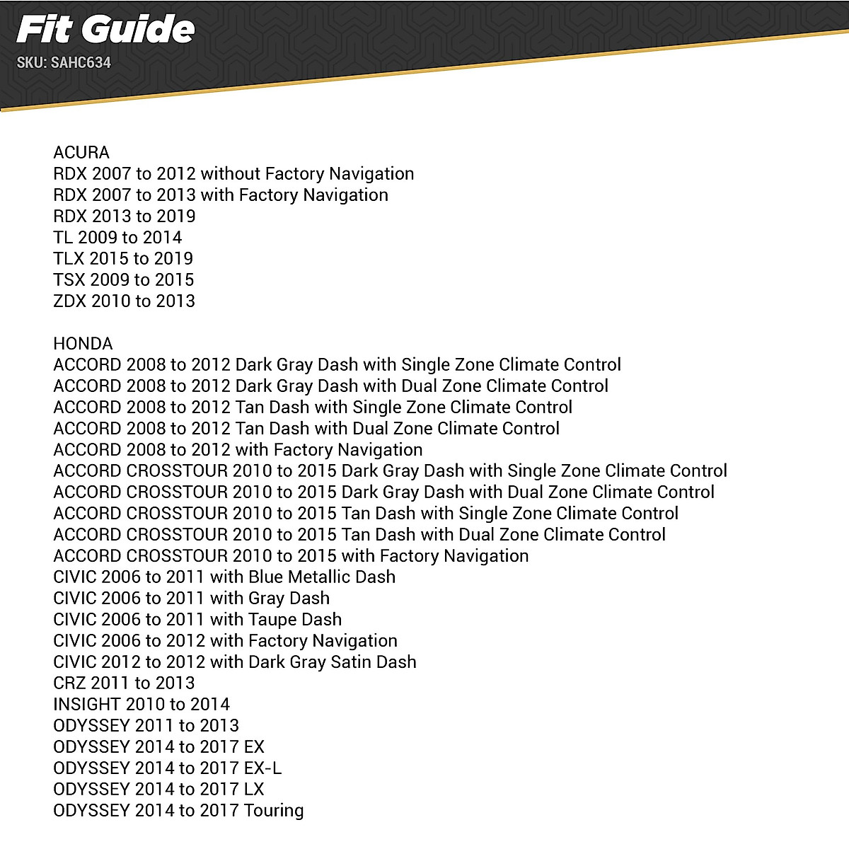 Scosche Compatible with Select 2007 to 2019 Acura & 2006 to 2017 Honda Vehicles 6.5” - 6.75” Speaker Adapters (1 Pair) SAHC634