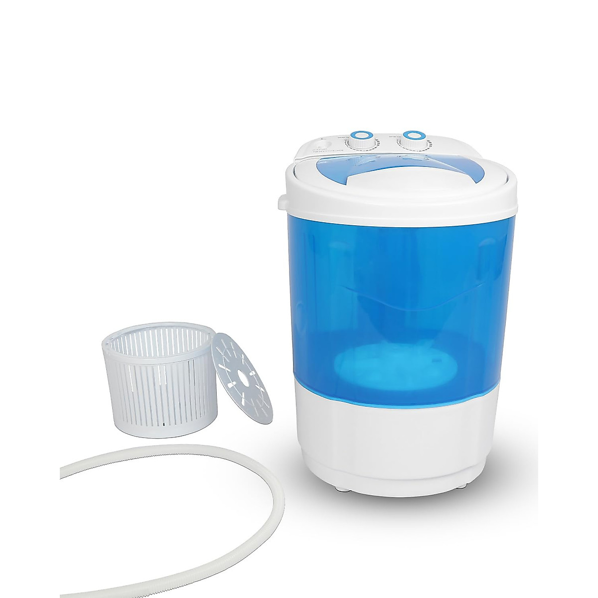 Muhub Portable Twin Tub 16.5lbs Mini Washing Machine,Compact Semi-automatic Washer and Spin Combo,Top Load,Portable Washer for Dorms,Apartments,RVs(White & Gray)