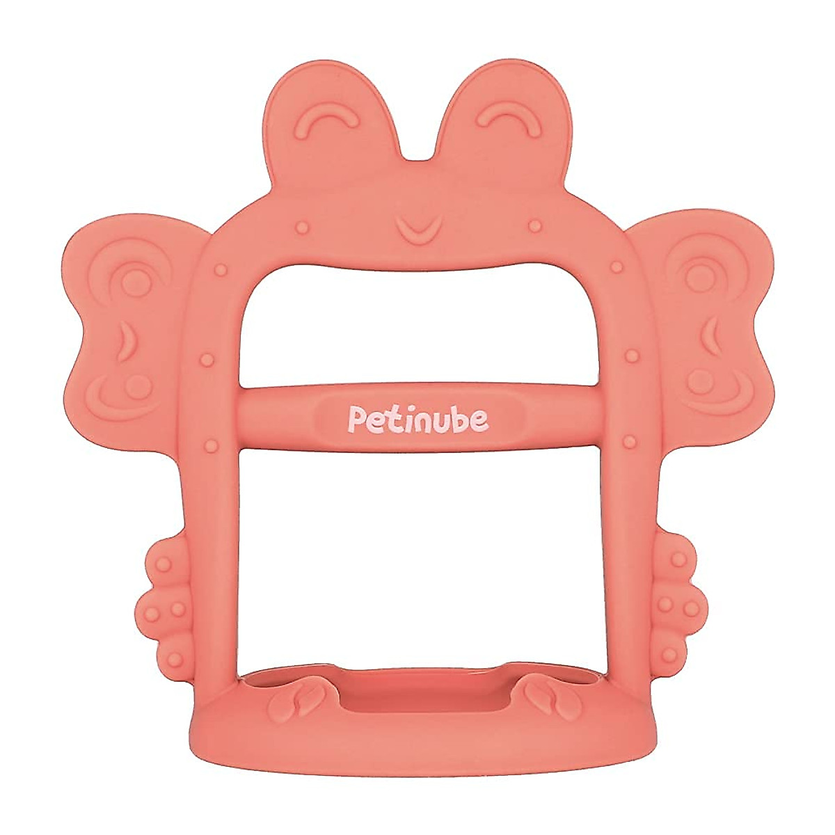 PETINUBE Baby Wrist Silicone Teether Soothing Pacifier for Infants 3+ Months Babies, Pack of 1, Made in Korea Anti-Dropping (Crab-Baby Coral)