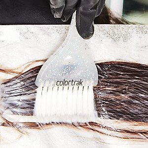 Colortrak Galaxy Glitter 2 Piece Hair Brush Set for Highlighting and Coloring Hair Sections, Includes 2.5 Inch Wide Celestial Glow Soft Bristle Brush, 3 Inch Wide Meteor Shower Stiff Bristle Brush