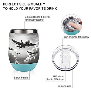 WYUSPGK 304 Stainless Steel Insulated Cup, World War Print Smooth Rim, Durable & Reusable - Perfect for Office, Home, And Travel