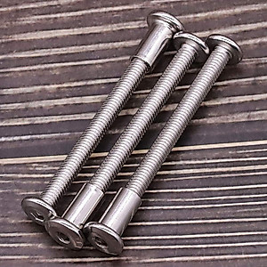 M6 x 50mm, 55mm, 60mm, 65mm, 70mm Stainless Steel Furniture Bolts Flat Socket Head Cap Screws Assortment 25 PCS, 304 Stainless Steel 18-8, Full Thread, Bright Finish