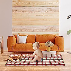 Miaklek Christmas Farmhouse Lattice Kitchen Mats for Floor Anti Fatigue Mats for Kitchen Floor Kitchen Rugs Cushioned Mats Non Slip Comfort Standing Kitchen Rugs Set of 2, Red and Green Plaid