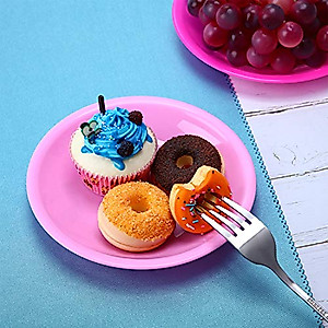 Maitys 12 Pieces Kids Plastic Plates, Colorful Plate Set Plastic Snack Plate Small Dinner Plates, Microwave and Dishwasher Safe, 6 Colors