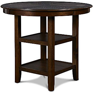 New Classic Furniture Gia 5-Piece Round Counter Height Dining Set with 1 Dining Table and 4 Chairs, 42-Inch, Cherry