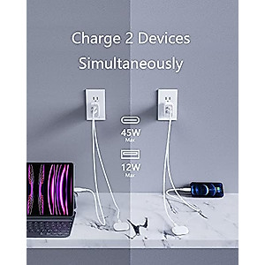 USB C Charger 65W, RICOMM GaN PPS Fast Charger Adapter Kit (Soft Silicone Cable Included) Travel Wall Charger Foldable Plug for MacBook, iPhone Pro Max, iPad, AirPods, Samsung Galaxy S22/S20/S10