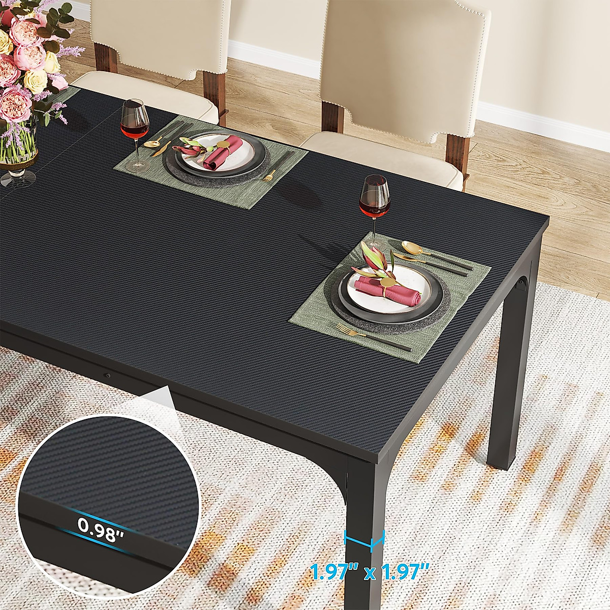 Tribesigns Black Dining Table for 6-8 Person, 78 inch Large Long Rectangle Kitchen Dinner Table for Dining Room, 78.7 x 27.5 x 29.5 Inches(Only Table)