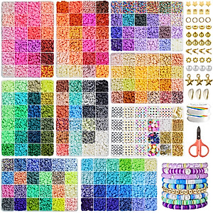 Redtwo 30000 Pcs Clay Beads Bracelet Making Kit, 9 Boxes 192 Colors Friendship Bracelet Kit Flat Polymer Heishi Beads for Jewelry Making, Crafts Gift for Girls Ages 6-12 (Clay Beads 30000)