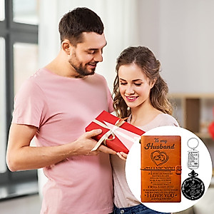 BoomBoomGifts Gifts to Husband from Wife,To My Husband Journal from Wife,Leather Journal Gifts to Husband from Wife,Pocket Watch to Husband,Husband Keychain from Wife,Wife to Husband Gift