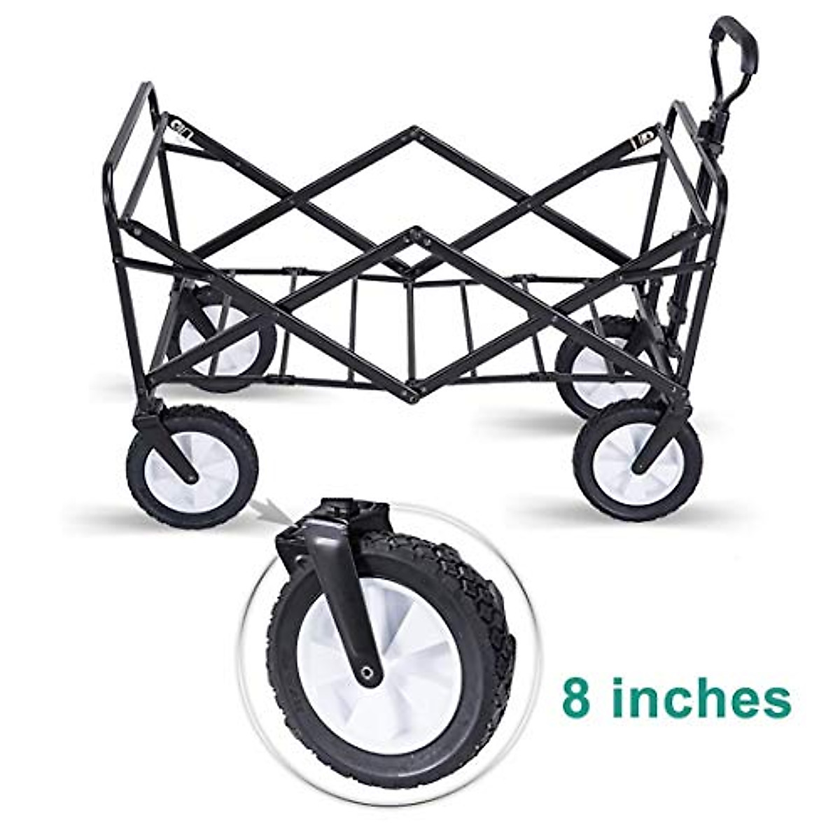Suuim Folding Garden Wagon Cart Outdoor Park Collapsible Utility Wagon Picnic Camping Cart for Outdoor/Festivals/Camping (B:Gray)