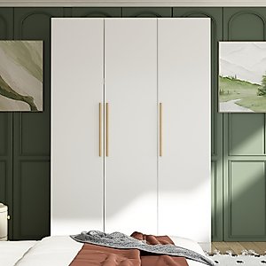 AIEGLE 3 Doors Wardrobe Armoire Closet, Large Freestanding Armoire Wardrobe Cabinet with Shelves & 2 Hanging Rod, Bedroom Wood Clothes Storage Cabinet Organizer, White (47.2" W x 19.7" D x 70" H)