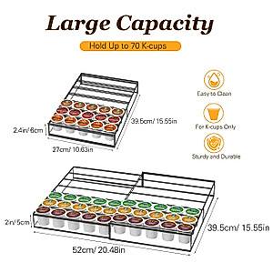 Kssiaz Coffee Pod Holder Drawer, Expandable K Cup Holder Compatible with Keurig K-Cup, K Cup Drawer Organizer Hold 35-70 Coffee Pod Storage for Coffee Station Office and Kitchen, Black
