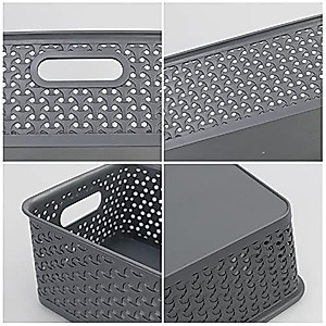 Jandson Grey Weave Storage Baskets, Pantry Organizer Bin, 6 Packs, F