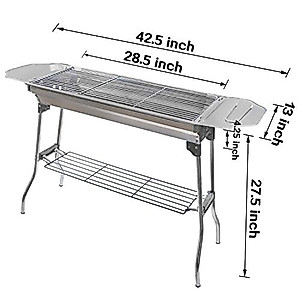 HTTMT- Refined Stable Version-2.0 Iron Portable Folding Barbecue Charcoal Grill Stove Shish Kebab Stainless Steel BBQ Patio Camping Fold Large [P/N: ET-COOK003]