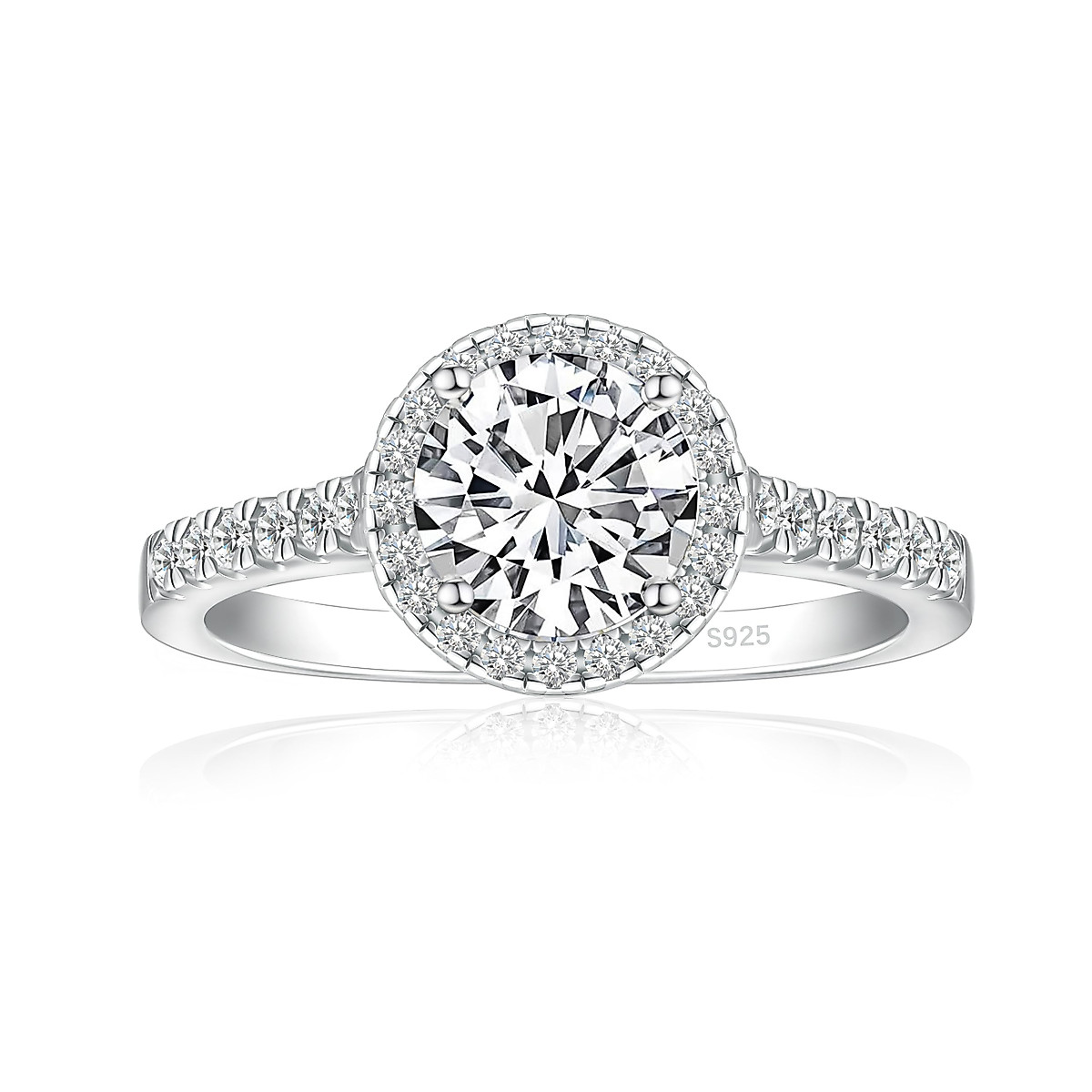 JALOKIVI 1.2CT 925 Sterling Silver Engagement Rings for Women Round Cut Halo Cubic Zirconia Promise Rings for Her Size 4