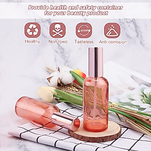 DMuuuDM 6 Pack 3.4 Oz Pink Glass Spray Bottles,Empty Perfume Fine Mist Atomizer,Refillable Travel Liquid Holder Containers for Cleaning Products,Essential Oils,Body Sprays-Rose-Golden Sprayer