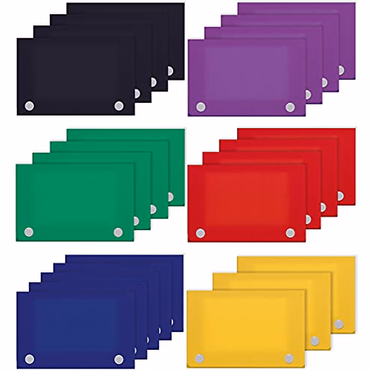 Better Office Products 3 x 5 Inch Index Card Case, 24 Pack, Semi-rigid Plastic, with Clear Index Dividers, Primary Color Assortment