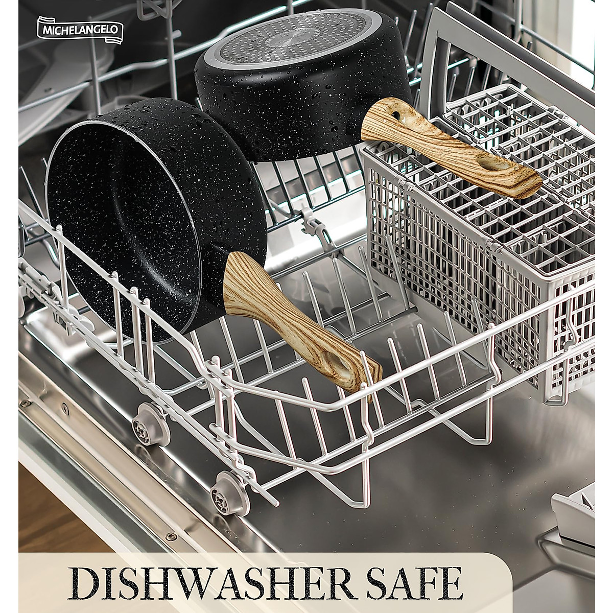 MICHELANGELO 2 Quart Saucepan with Lid,Nonstick Sauce Pan with Lid, Small Pot with Lid, Stone Coating Small Sauce Pan, Ergonomic Bakelite Handle, Black