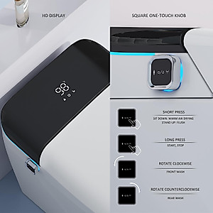 BIASUNS Modern Smart Toilet with Auto Flush, Foot Sensor Flush, One Piece Bidet Toilet with Warm Water, Heated Bidet Seat, Warm Air Drying, Tankless Toilets with Remote Control, Elongated