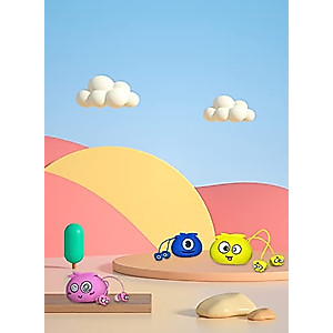 BByogooz Earbuds for Kids with Storage Case Cute Kids Earbuds in-Ear Wire Earphones for School Cartoon Headphones with Mic Microphone Gift for Girls Boys Adults (Blue Monster)