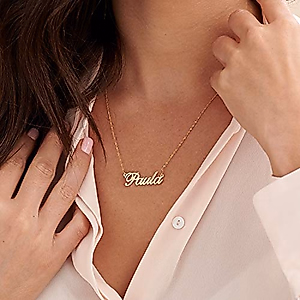 MYKA – Personalized Classic Name Necklace – Custom Made Nameplate Pendant – Customized Jewelry – Gift for Women, Her, Mom – Gift for Christmas, Birthday, Mother's Day (14k Yellow Gold - 20")