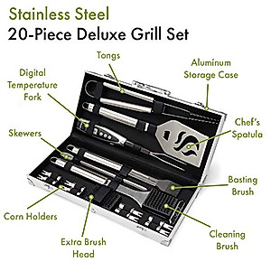 Cuisinart CGS-5020 BBQ Tool Aluminum Carrying Case, Deluxe Grill Set, 20-Piece