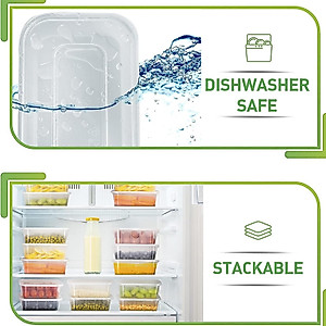 FAMASTON Food Storage Containers Rectangular with Lids 16oz Freezer Deli Cups BPA-Free Leakproof Clear Takeout Container Meal Prep Microwavable, Airtight Lids - 12 Pack