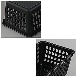 AnnkkyUS 6 Pack Small Plastic Storage Baskets, Black Desktop Baskets