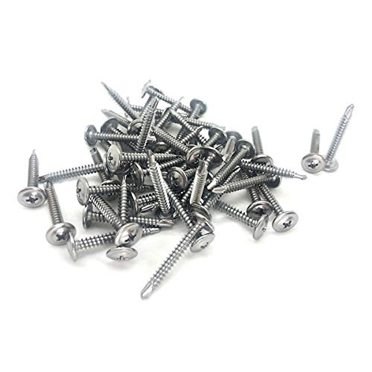L-A #8 x 1-1/4" 410 Stainless Steel Wafer Head Phillips Self Drilling Screws Sheet Metal Tek Screws, Modified Truss Head Self Driller (50 Pcs;4.2 x 32mm)