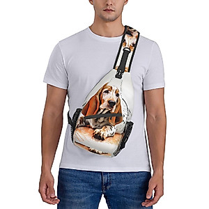 Hicyyu Basset Hound Dog Outdoor Crossbody Shoulder Bag For Unisex Young Adult Hiking Sling Backpack