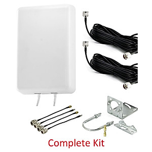 4G LTE Panel MIMO Antenna Kit, Fixed Mount Wide Band MIMO Antenna with Dual Cable SMA Cable Adapters and Mounting Kit, Frequencies 800-2700MHz, 2 x 8dBi Gain